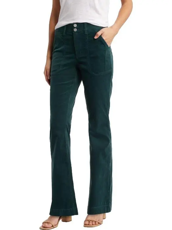 Wit & Wisdom Madison 'ab'solution High Waist Bootcut Corduroy Pants - Dusty Spruce
