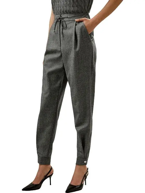 Lilysilk Glen Check Worsted Wool Trousers - Mixed Gray