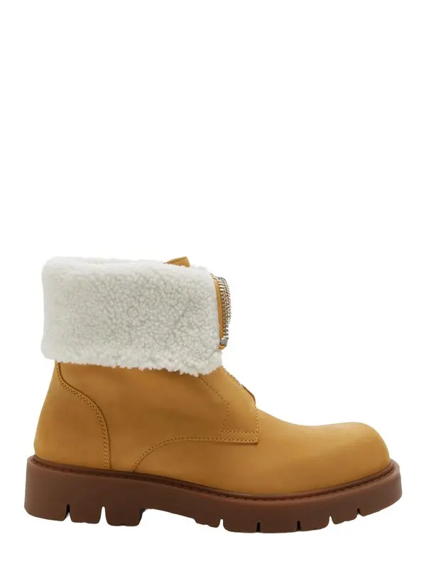 Bottega Veneta Haddock Shearling-lined Nubuck Ankle Boots - Tan