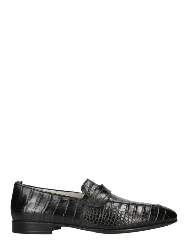 BROTINI Croc-effect Leather Loafers - Black