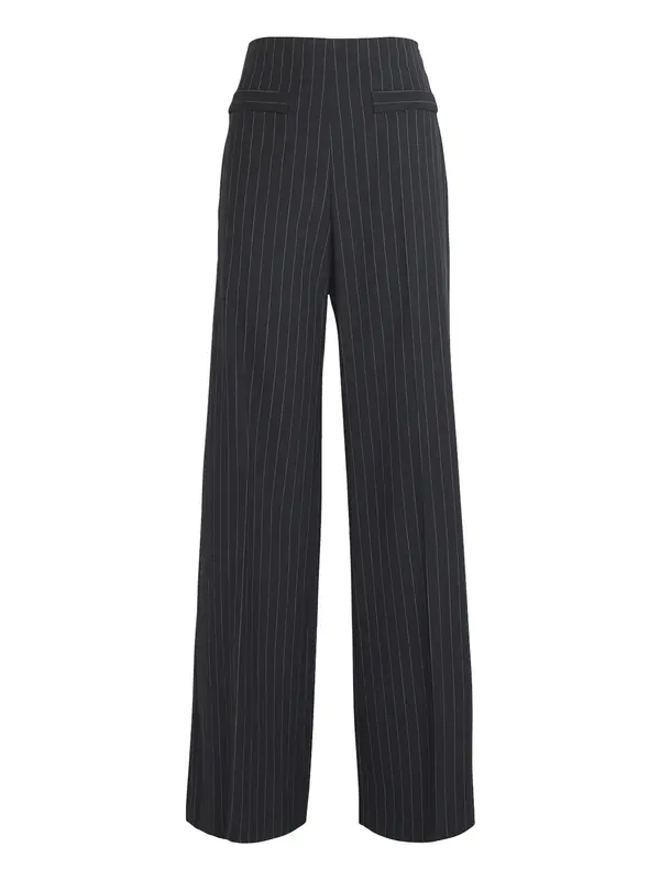 Sandro Pinstripe Wide-leg Tailored Trousers - Black