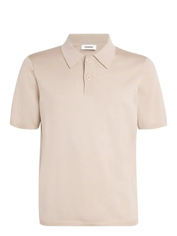 Sandro Knitted Polo Shirt - Beige
