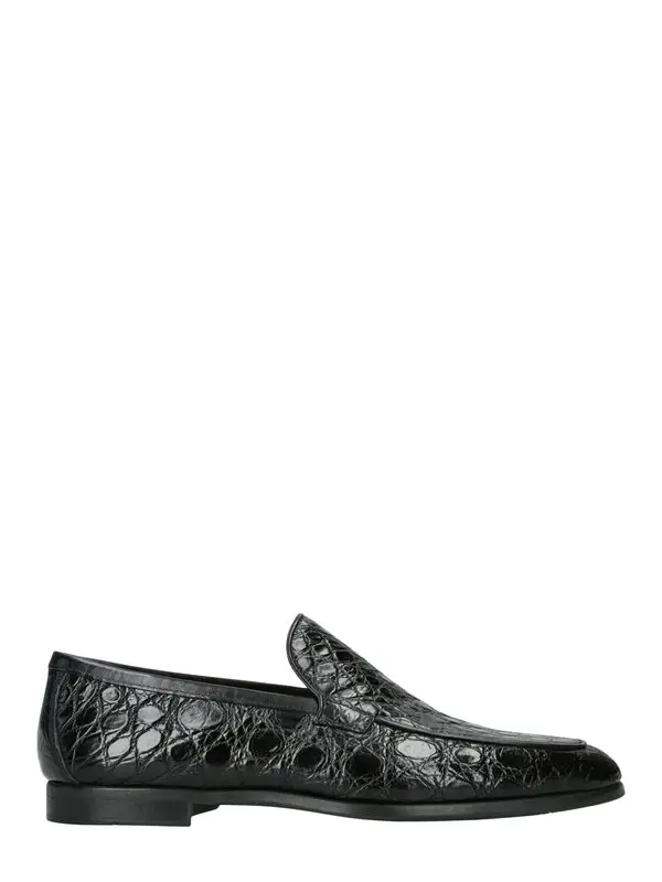 Magnanni Crocodile Leather Aston Loafers - Black