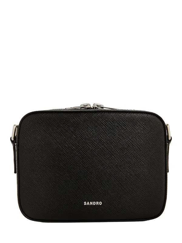 Sandro Saffiano Leather Cross-body Bag - Black