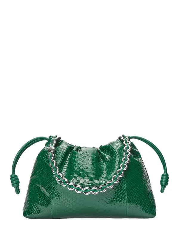 Loewe Large Patent Python Flamenco Purse - Green