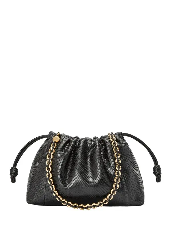 Loewe Medium Flamenco Snakeskin Shoulder Bag - Black