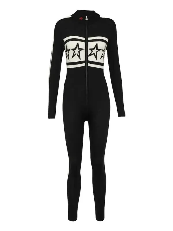 Perfect Moment Apres Team Striped Wool Ski Suit - Black