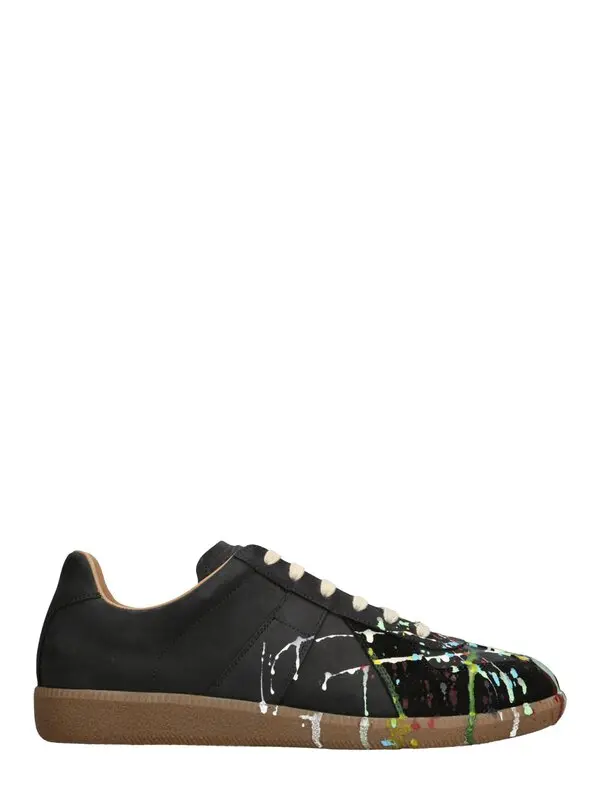 MAISON MARGIELA Replica Paint-detail Leather Sneakers - Black