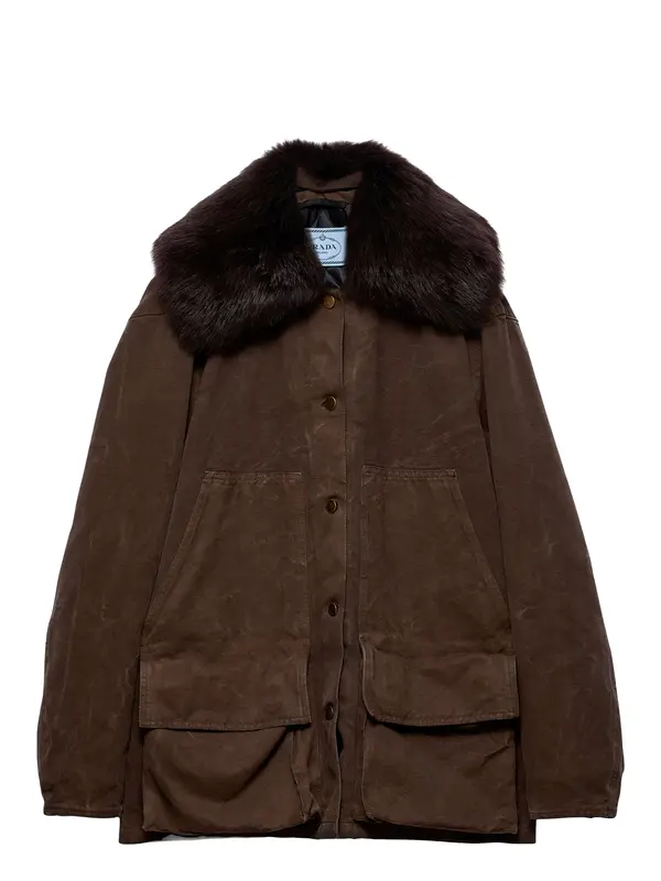 Prada Shearling-trim Barn Jacket - Brown