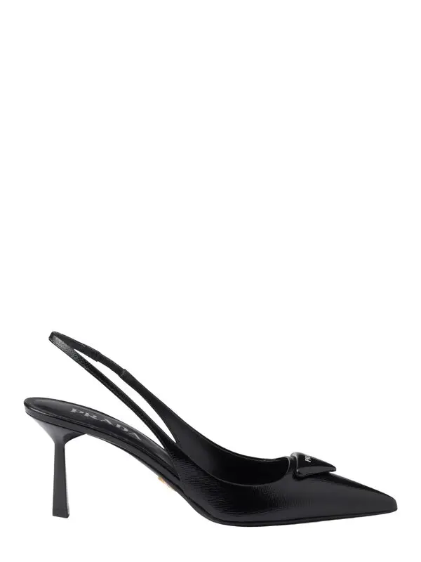 Prada Saffiano Leather Slingback Pumps - Black