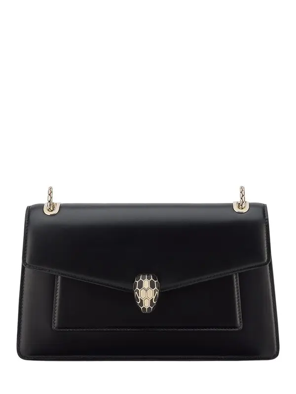 BVLGARI Leather Serpenti Forever Shoulder Bag - Black