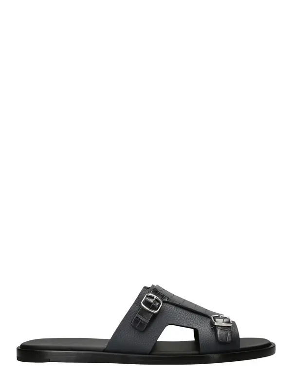Santoni Crocodile Monk Sandals - Navy