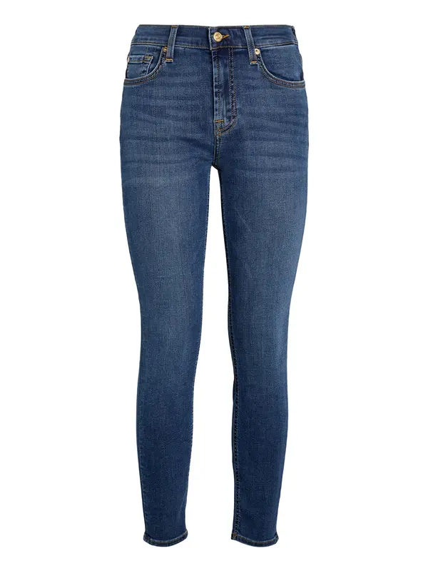 7 For All Mankind B High-rise Ankle Skinny Jeans - Blue