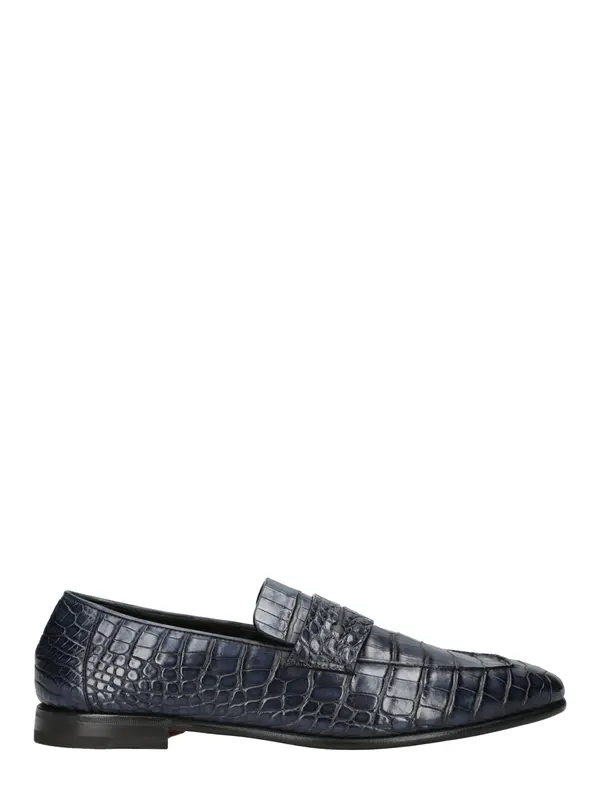 Zegna Crocodile Penny Loafers - Navy