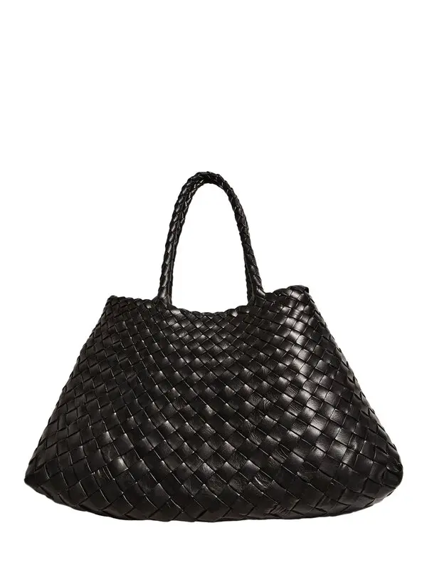 Dragon Diffusion Small Leather Woven Santa Croce Tote - Black