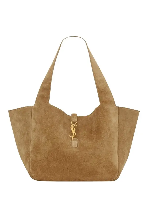 Saint Laurent Bea Suede Monogram Tote Bag - Green