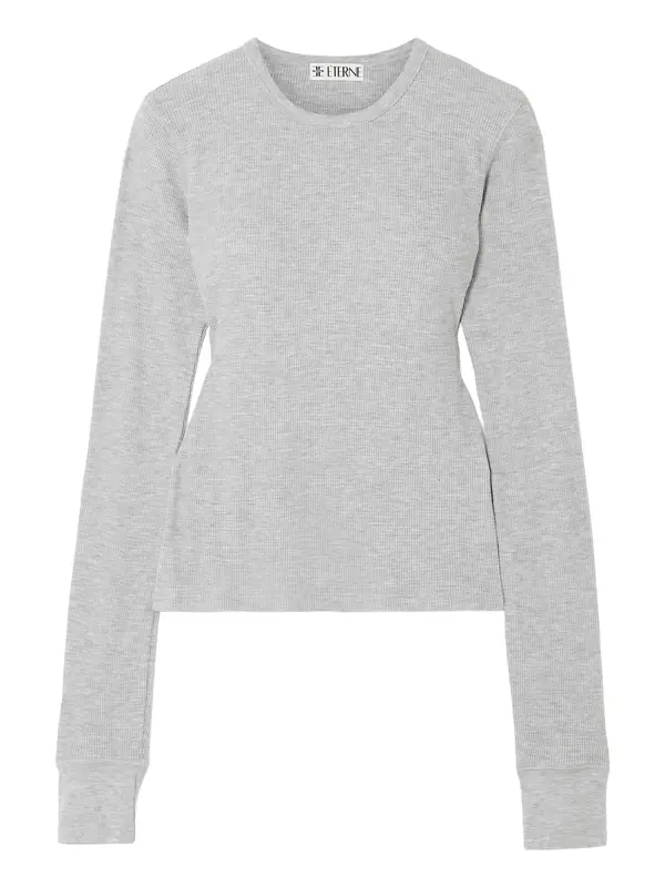 Eterne Waffle-knit Stretch Cotton And Modal-blend T-shirt - Gray