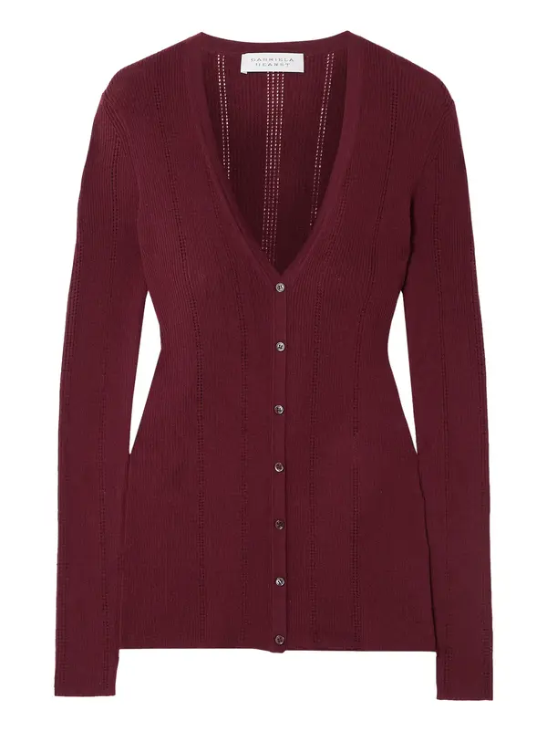 Gabriela Hearst Lillian Pointelle-knit Wool Cardigan - Red
