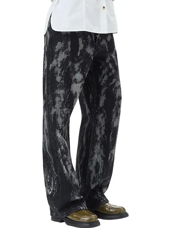 GANNI Izey Heavy Wide Leg Jeans - Washed Black