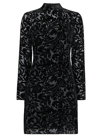 Whistles Floral-pattern Velvet Mini Dress - Black