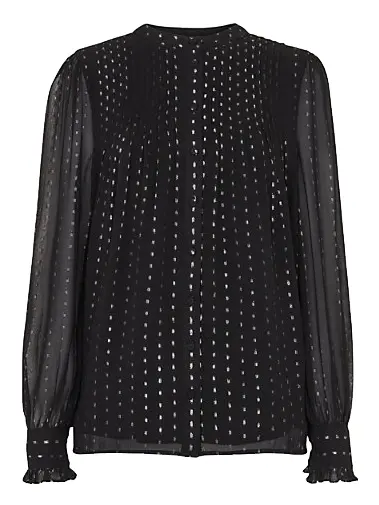 Whistles Metallic Stripe Long-sleeve Woven Shirt - Black