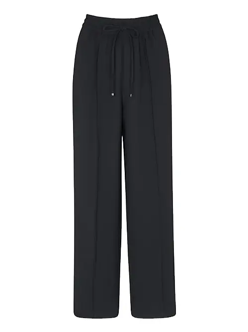 Whistles Maria Wide-leg Mid-rise Crepe Trousers - Black