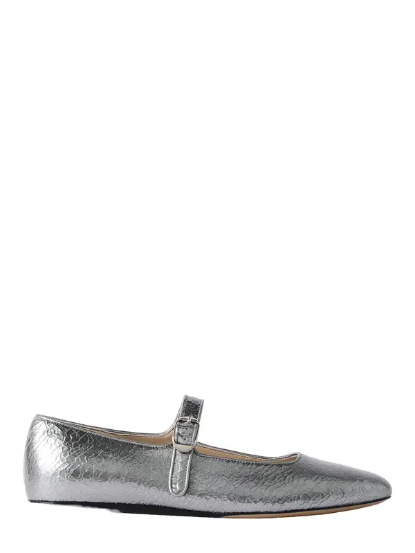 Le Monde Beryl Metallic Cracked-leather Mary Jane Flats - Silver