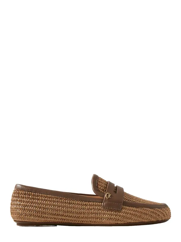 GIANVITO ROSSI Giorgia Raffia Loafers - Brown