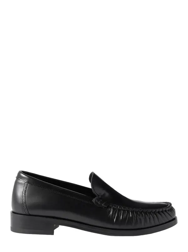 Legres 67 Ruched Leather Loafers - Black