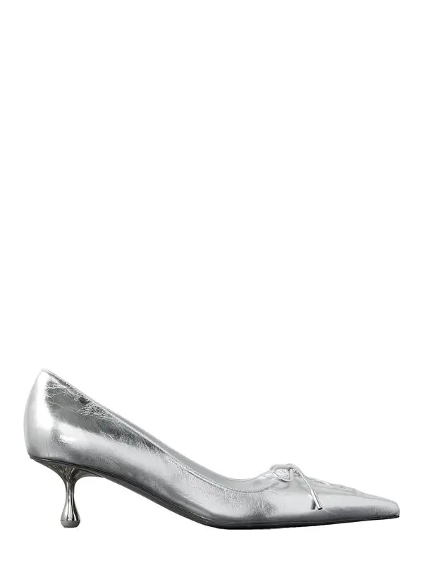 JIMMY CHOO Scarlett 50 Crinkled Metallic Leather Pumps - Silver