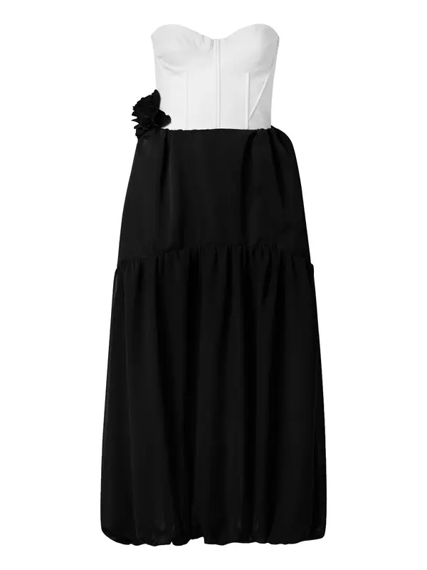 KIKA VARGAS Glenn Strapless Twill Midi Dress - Black