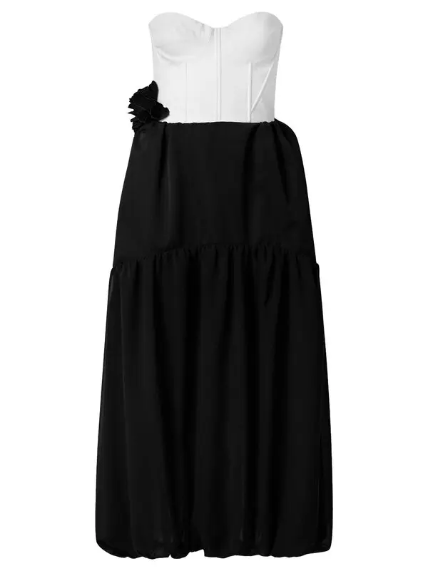 KIKA VARGAS Glenn Strapless Twill Midi Dress - Black