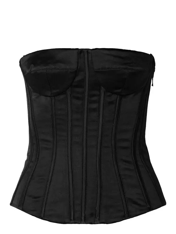 SERGIO HUDSON Strapless Silk-satin Bustier Top - Black