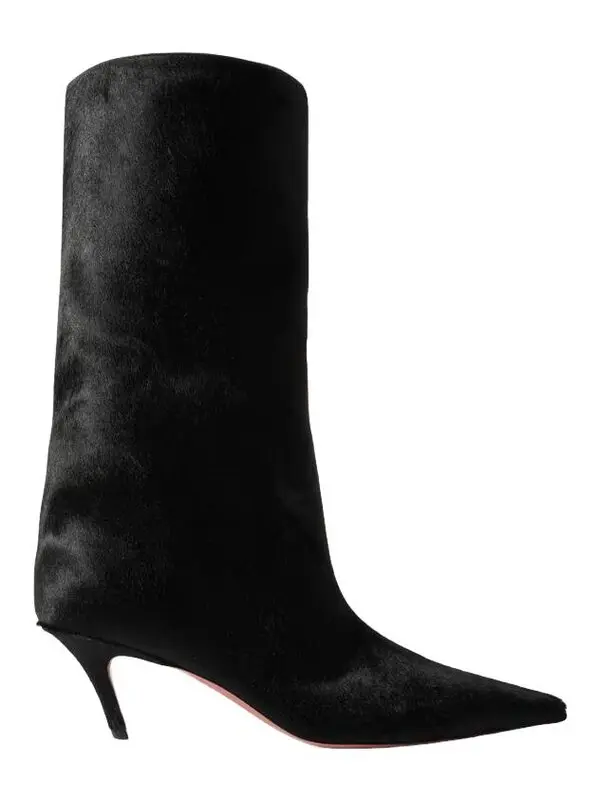 Amina Muaddi Fiona Calf Hair Boots - Black