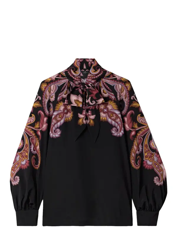 Etro Paisley-print Silk Blouse - Black
