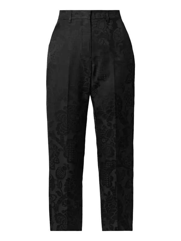 Etro Cotton-blend Jacquard Tapered Pants - Black