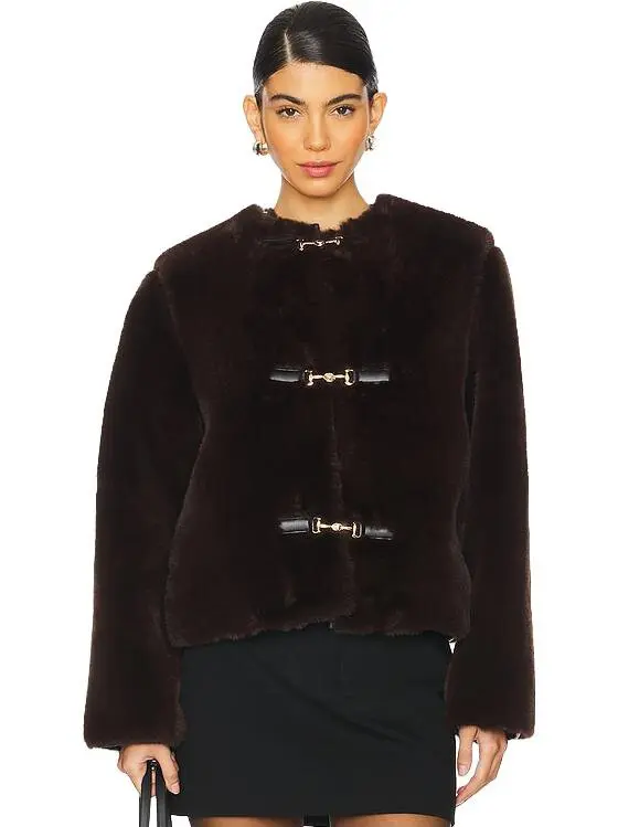 LOVERS AND FRIENDS Rhoda Faux Fur Jacket - Brown