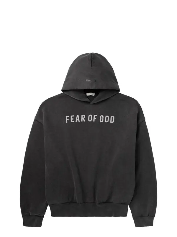 Fear Of God Printed Cotton-jersey Hoodie - Black