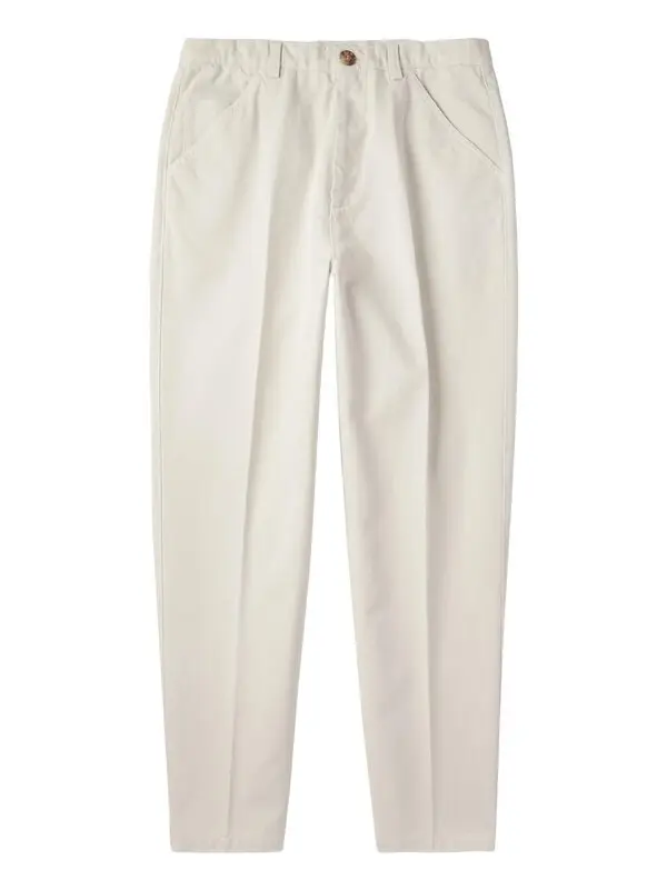 Brunello Cucinelli Straight-leg Cotton-gabardine Trousers - White