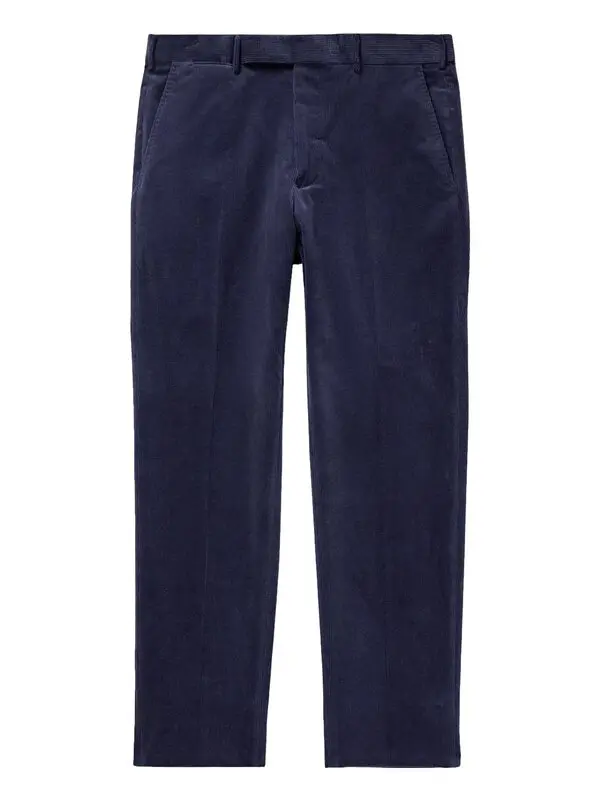 Zegna Slim-fit Cotton And Cashmere-blend Corduroy Trousers - Blue