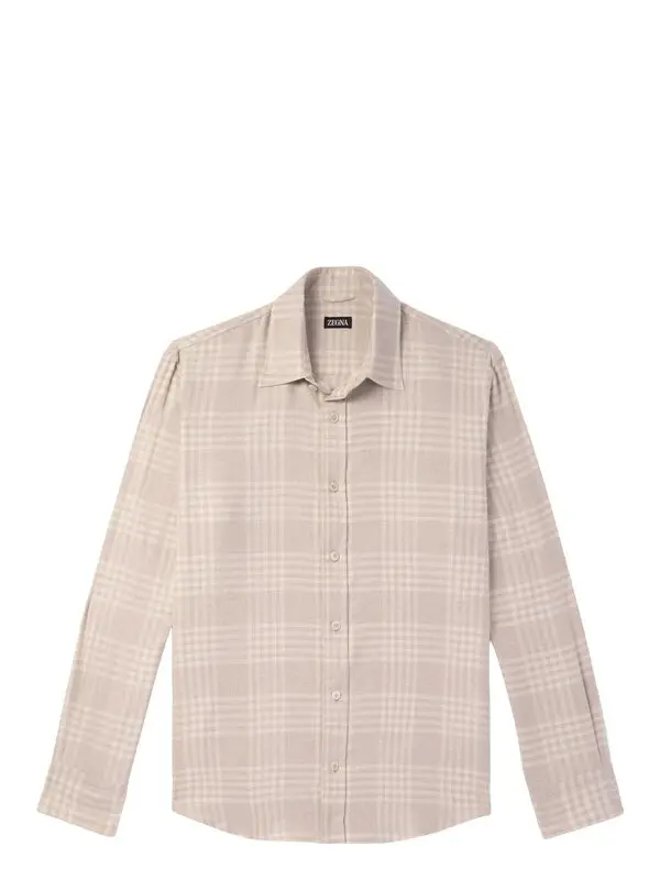 Zegna Checked Cotton-flannel Shirt - Neutrals
