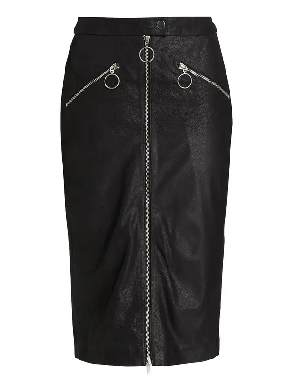 MUUBAA Textured Leather Skirt - Black