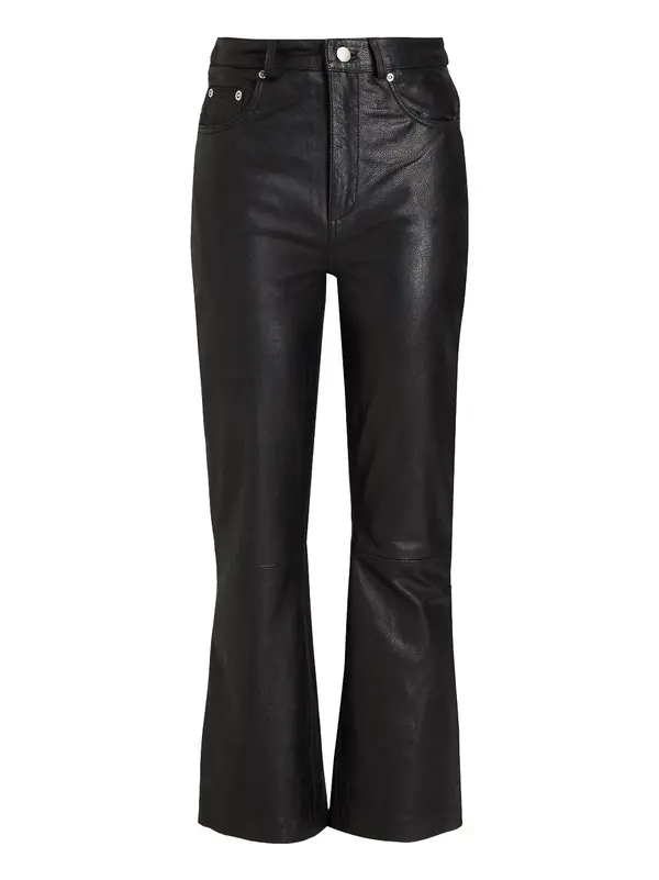 MUUBAA Leather Flared Trousers - Black
