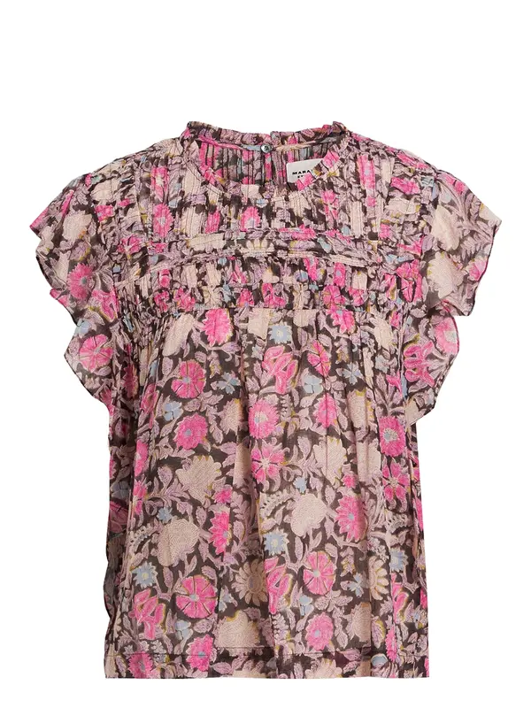 MARANT ETOILE Layona Ruffled Printed Top - Pink