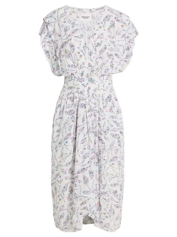 MARANT ETOILE Almeya Printed Pleated Crepe Midi Dress - Lilac