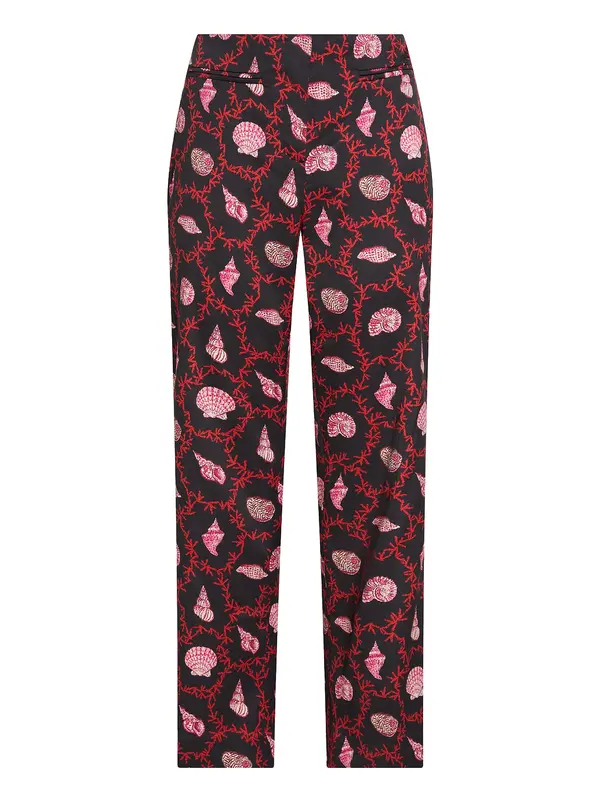 Saloni Capri Flute Printed Kick-flare Pants - Black
