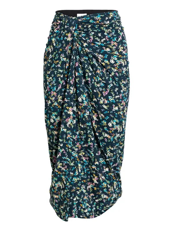 MARANT ETOILE Jeldia Draped Printed Midi Skirt - Petrol