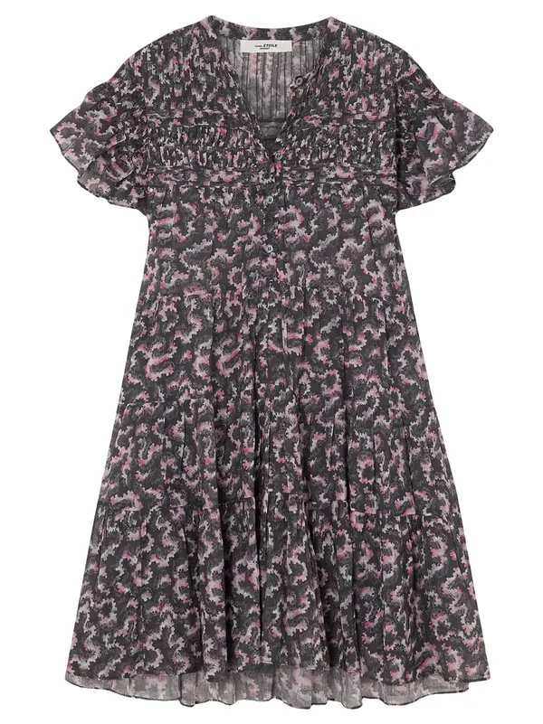 MARANT ETOILE Lanikazi Printed Cotton-poplin Mini Dress - Charcoal