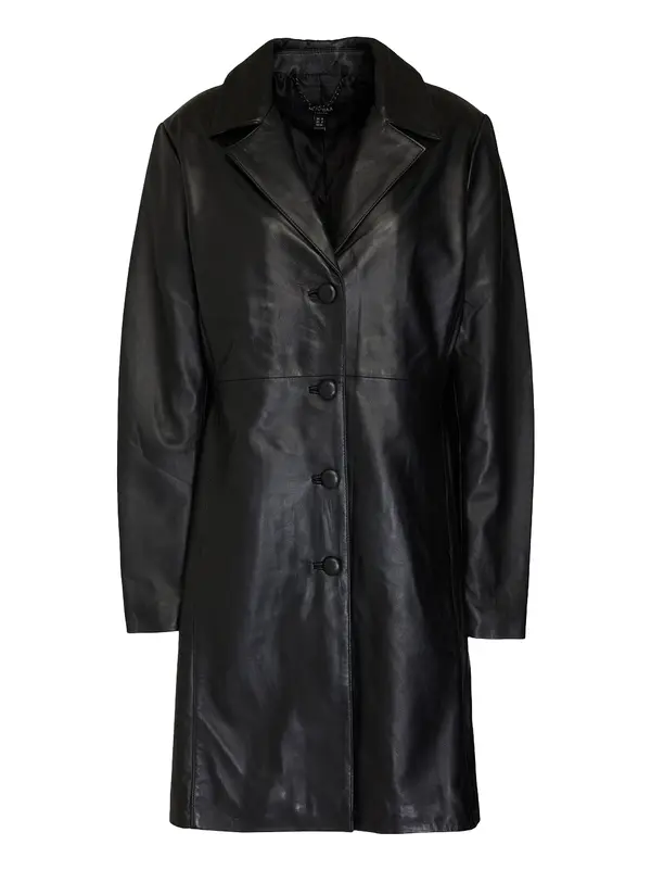 MUUBAA Leather Coat - Black