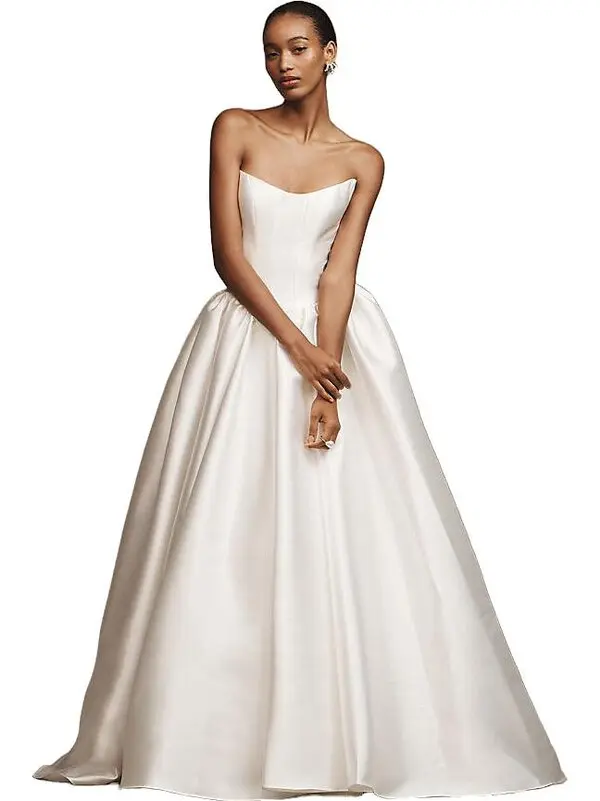Jenny Yoo Milena Strapless Mikado Gown - Ivory